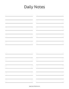 Printable Two Column Notes Template for Study & Organization