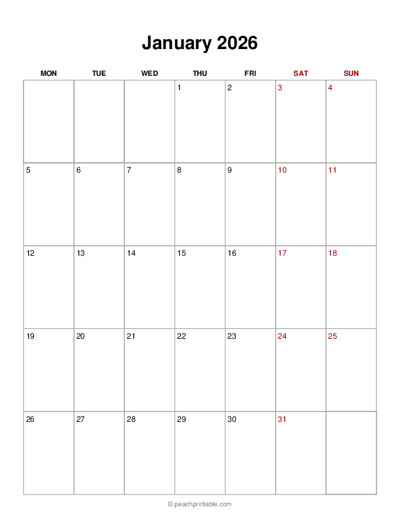 Monthly Calendar Maker | Month on One Page Template